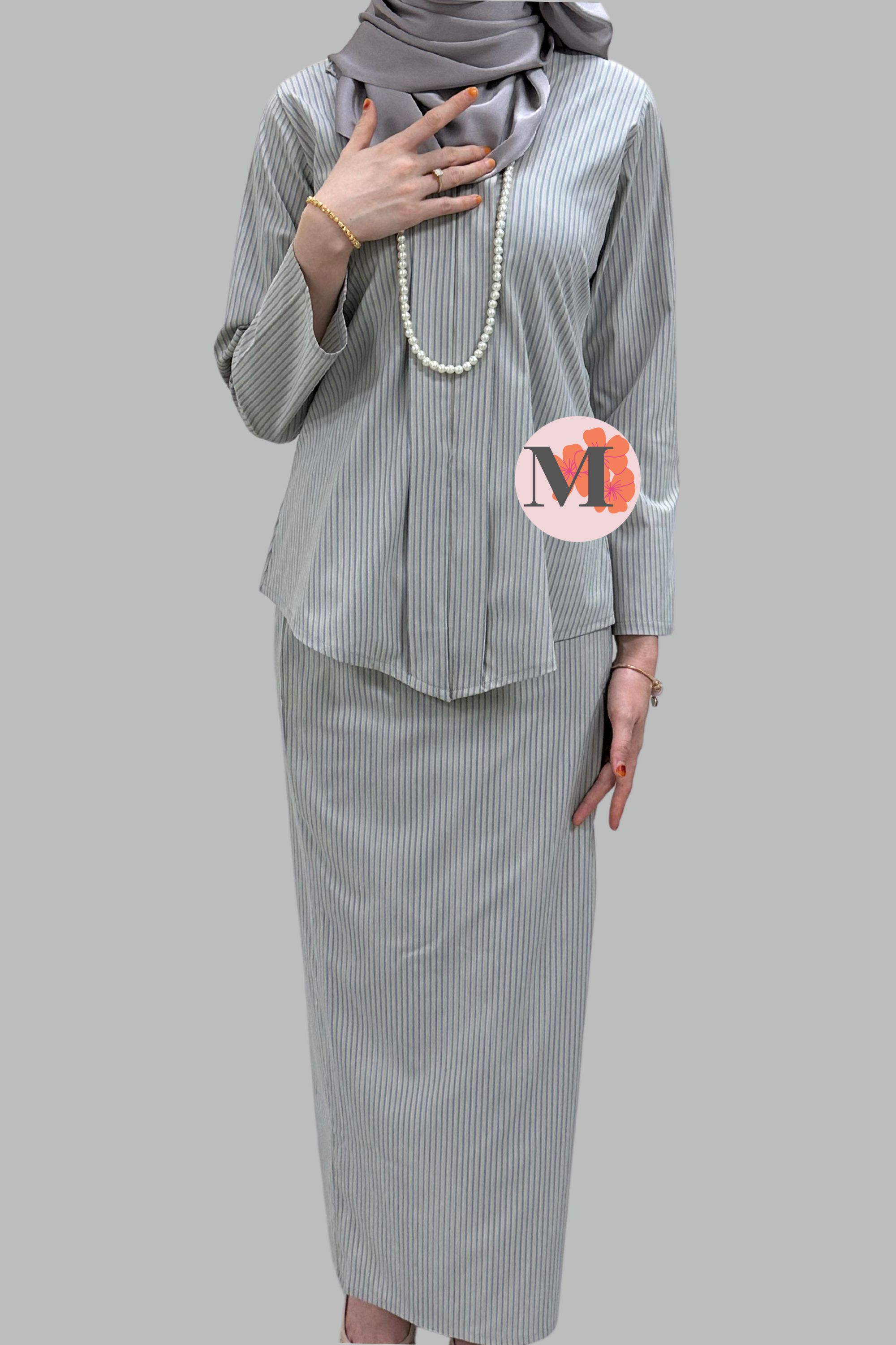 LUNA MINI KEBAYA COTTON GREY