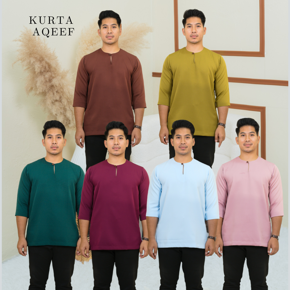 { WARNA BARU } KURTA AQEEF KLASIK TELUK BELANGA LENGAN 3 SUKU MATERIAL ...
