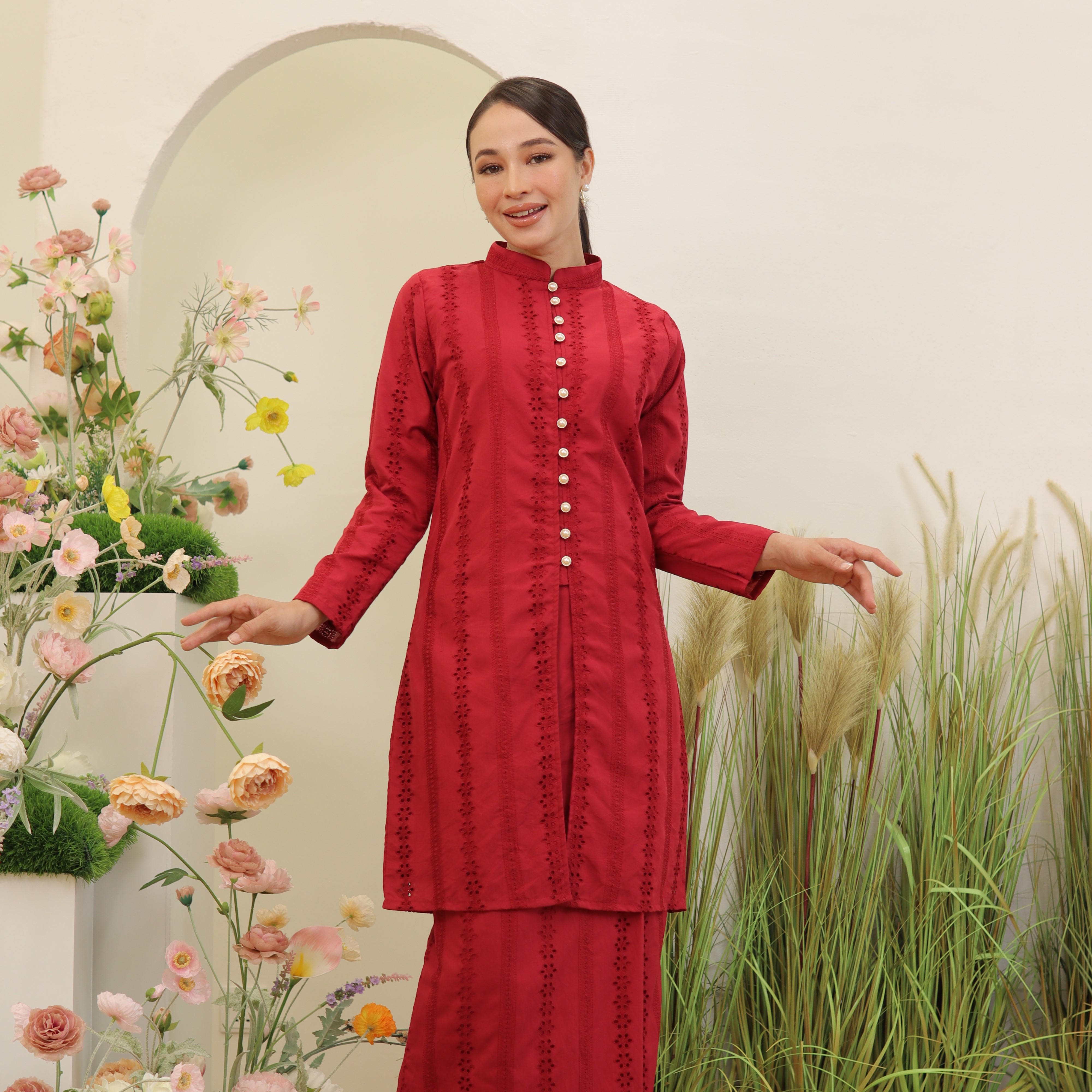 Maria Kurung (Maroon)