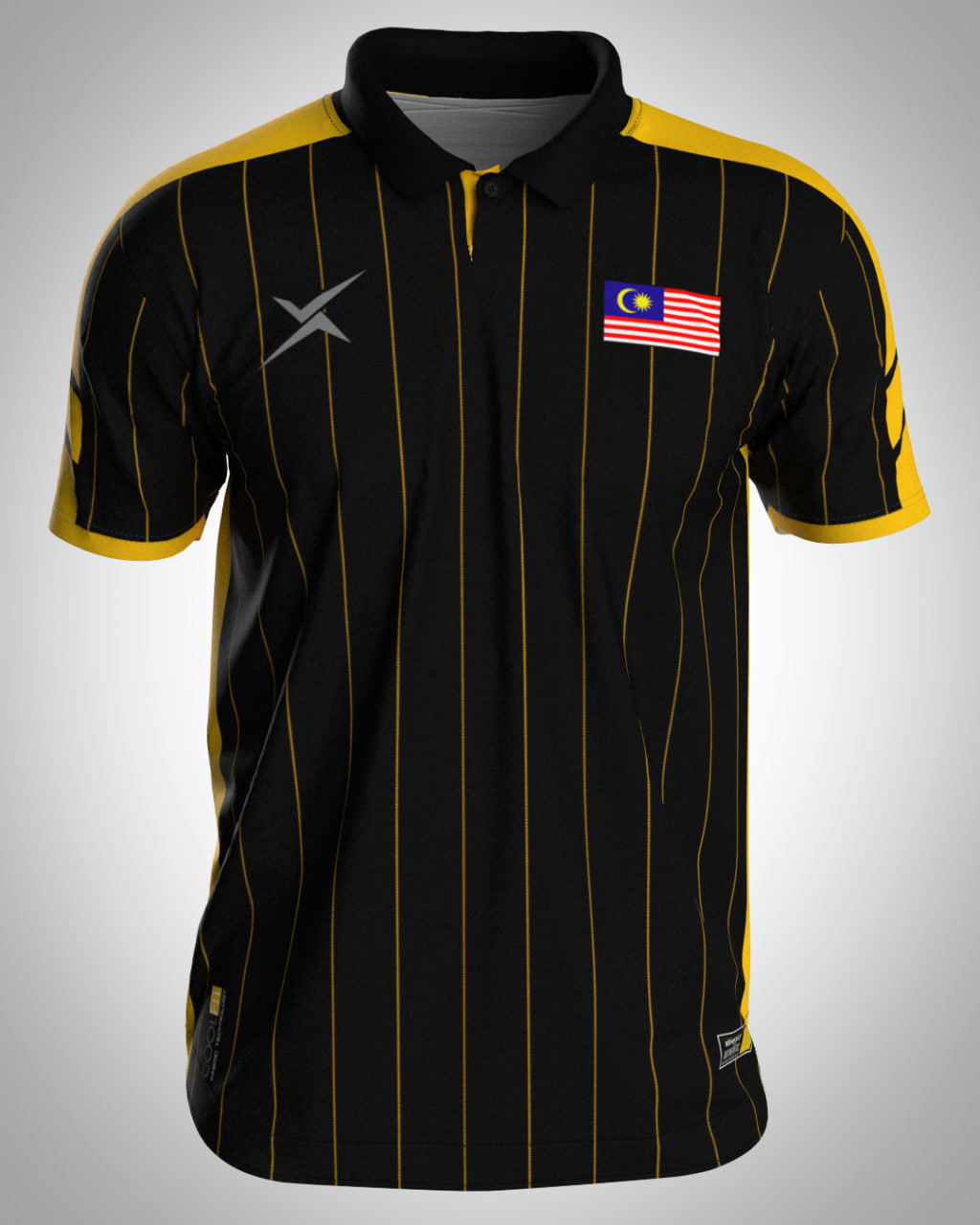 One-Button Polo Retro Stripes Black